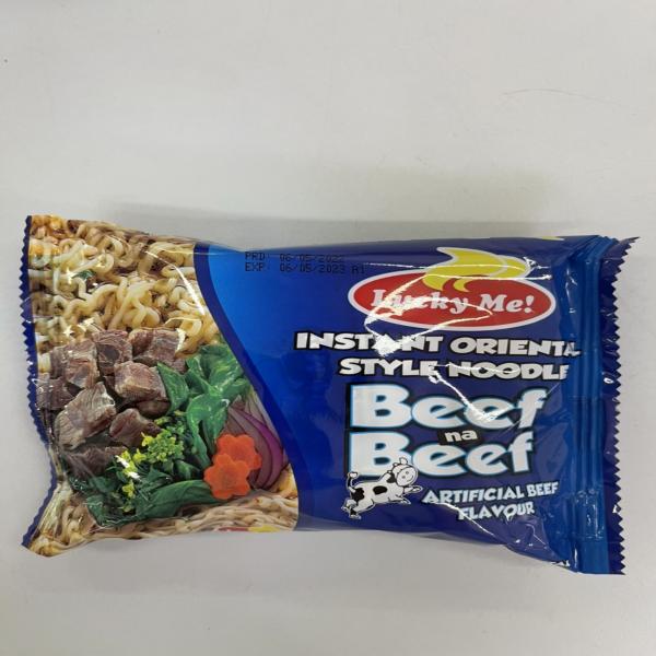 Lucky Me! INSTANT ORIENTAL STYLE NOODLE Beef na Beef ARTIFICIAL BEEF ...